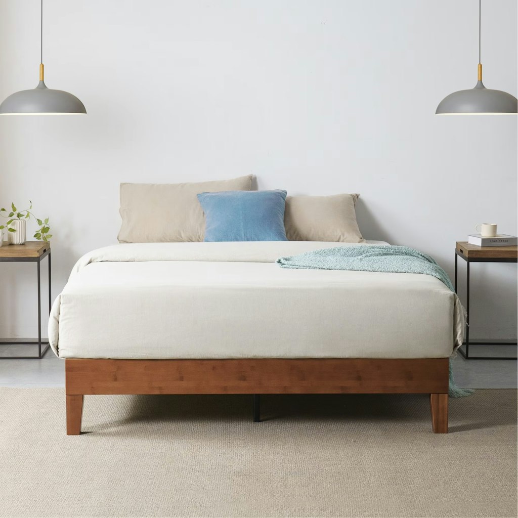 Zinus Wen 12" Deluxe Bamboo Queen Platform Bed: $43
