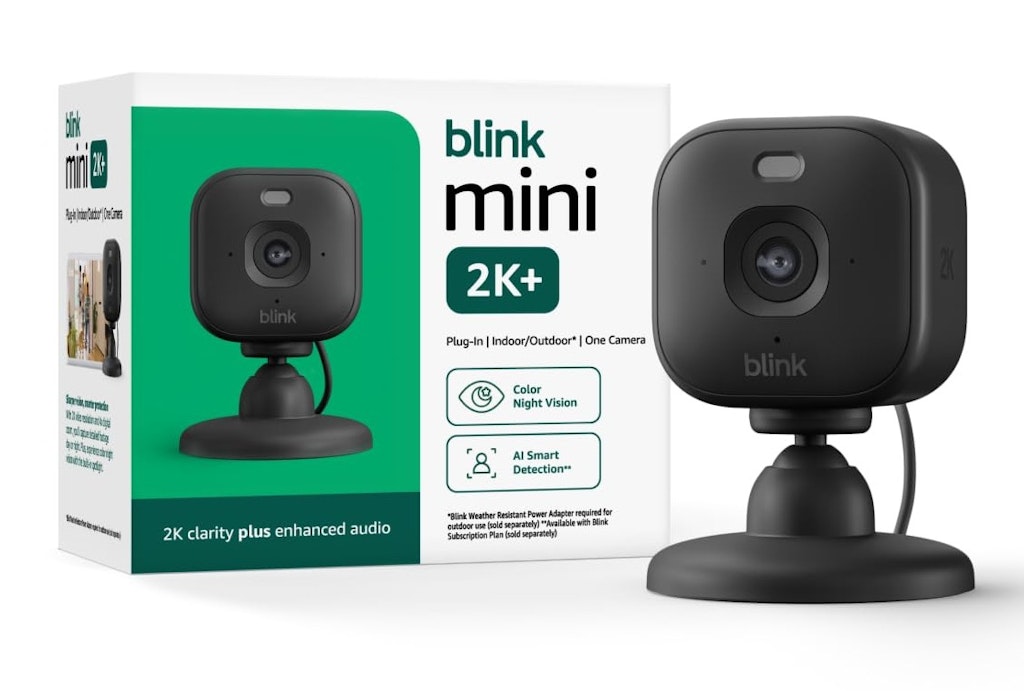 Blink Mini 2K+ Plug-in Indoor Security Camera: $18